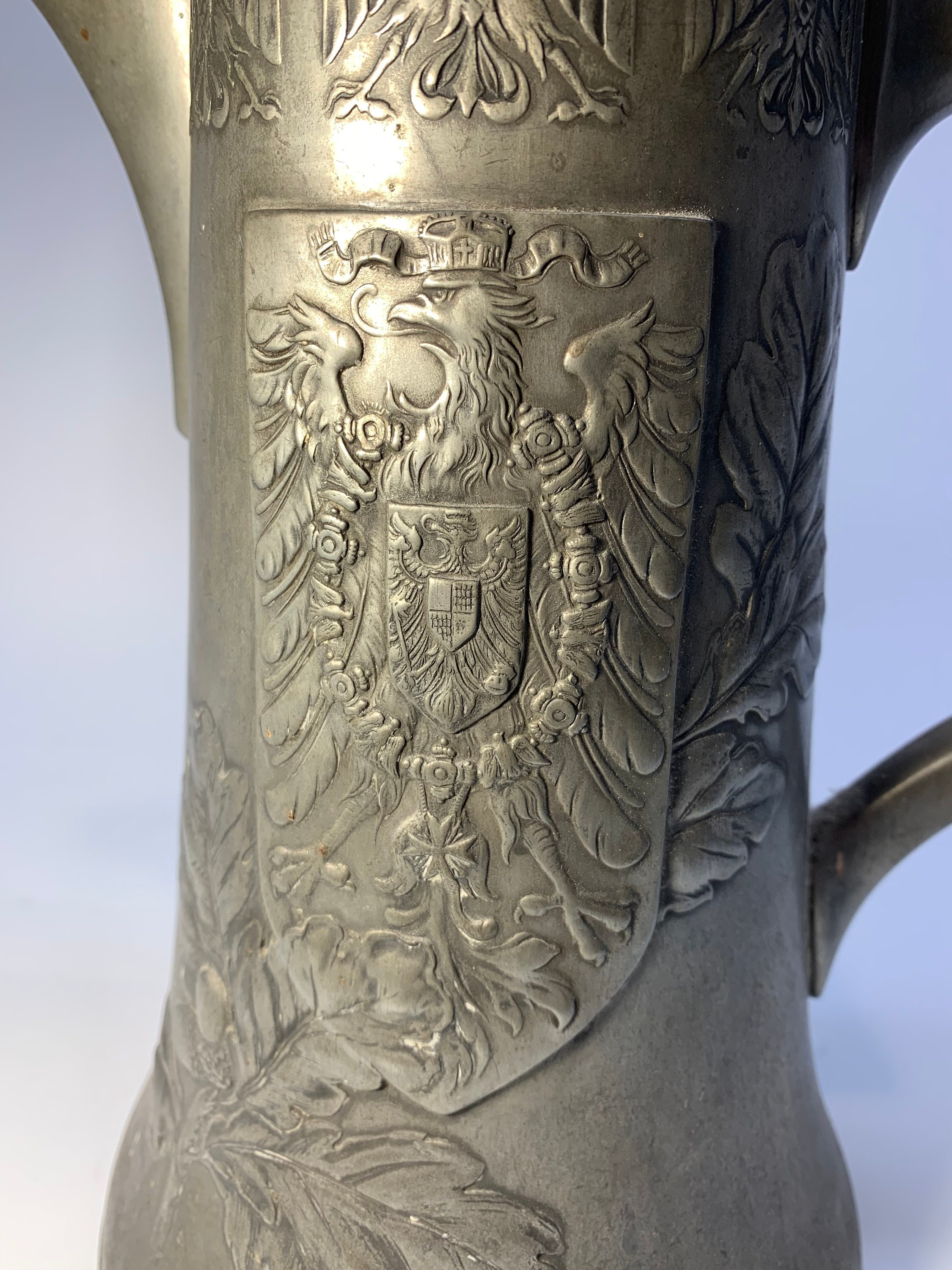 Rare Antique Jugendstil German Pewter Flagon Tankard Kayserzinn 4291 ...