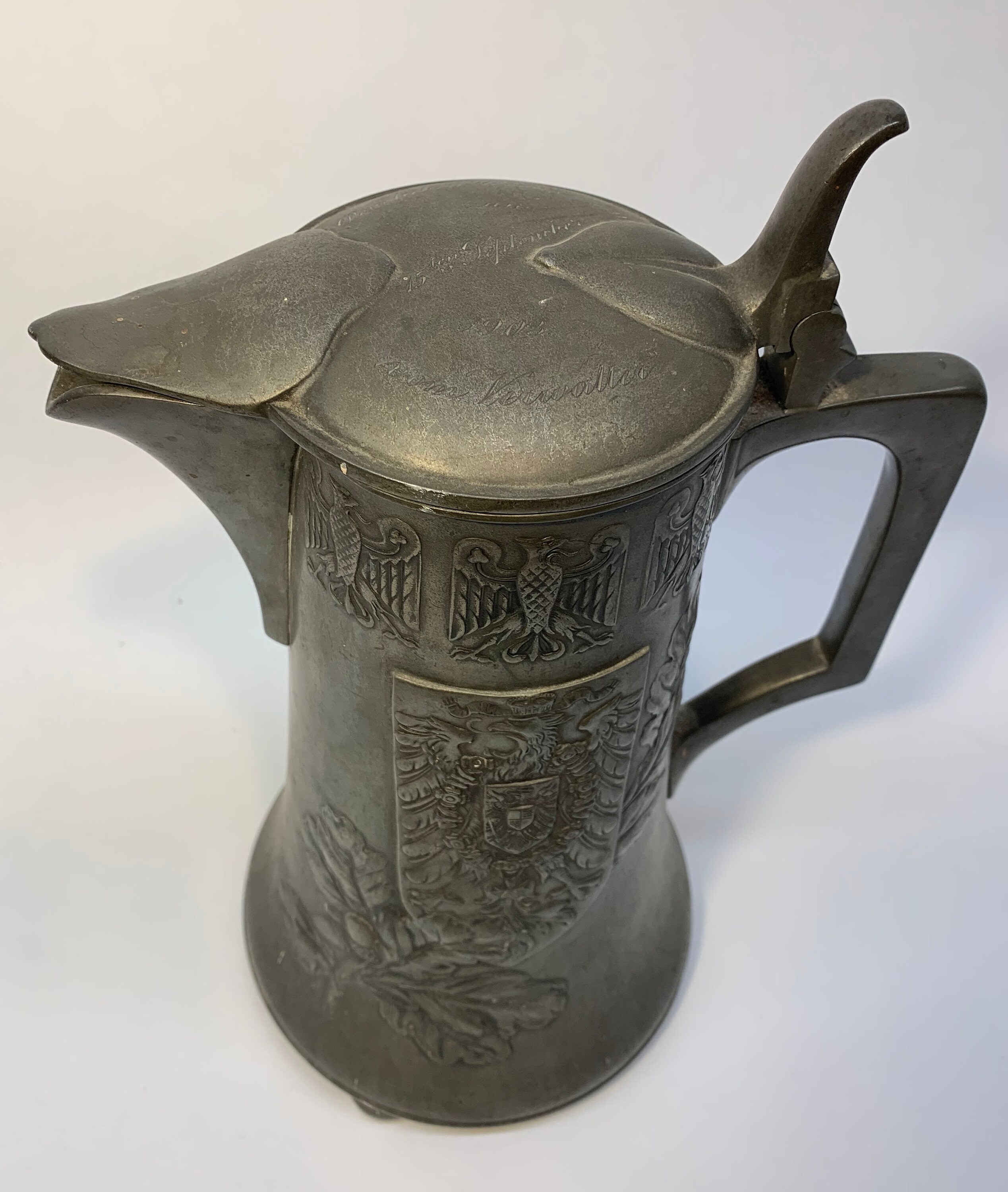 Rare Antique Jugendstil German Pewter Flagon Tankard Kayserzinn 4291 ...