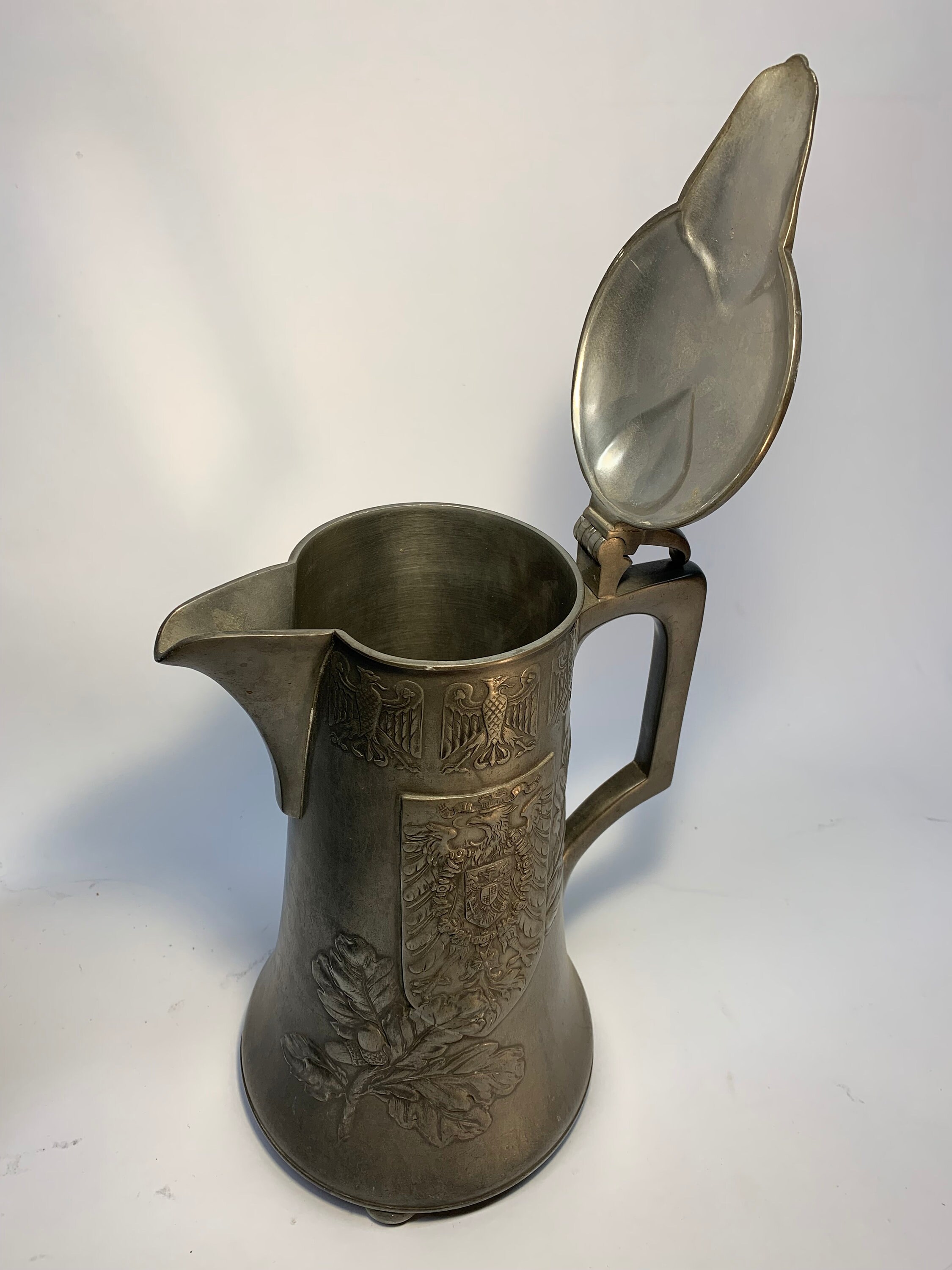 Rare Antique Jugendstil German Pewter Flagon Tankard Kayserzinn 4291 ...
