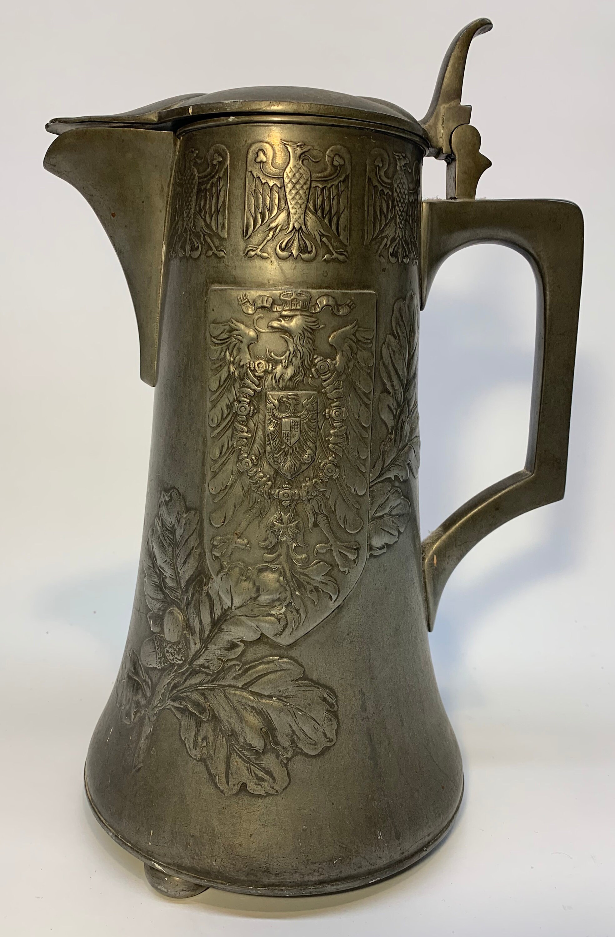Rare Antique Jugendstil German Pewter Flagon Tankard Kayserzinn 4291 ...