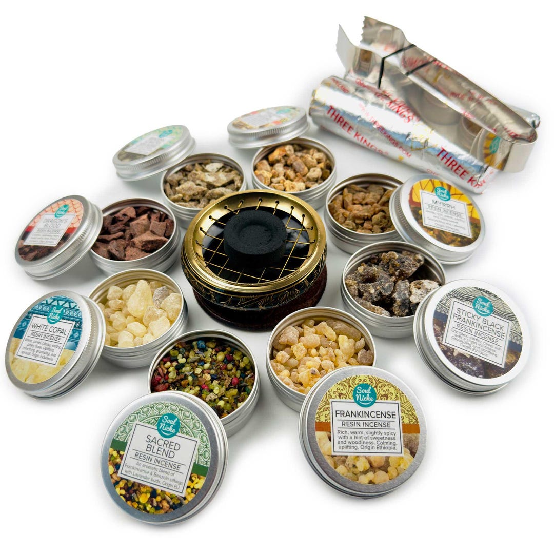 ESSENTIAL Resin Incense Sampler Kit Gift Set With Charcoal Incense ...