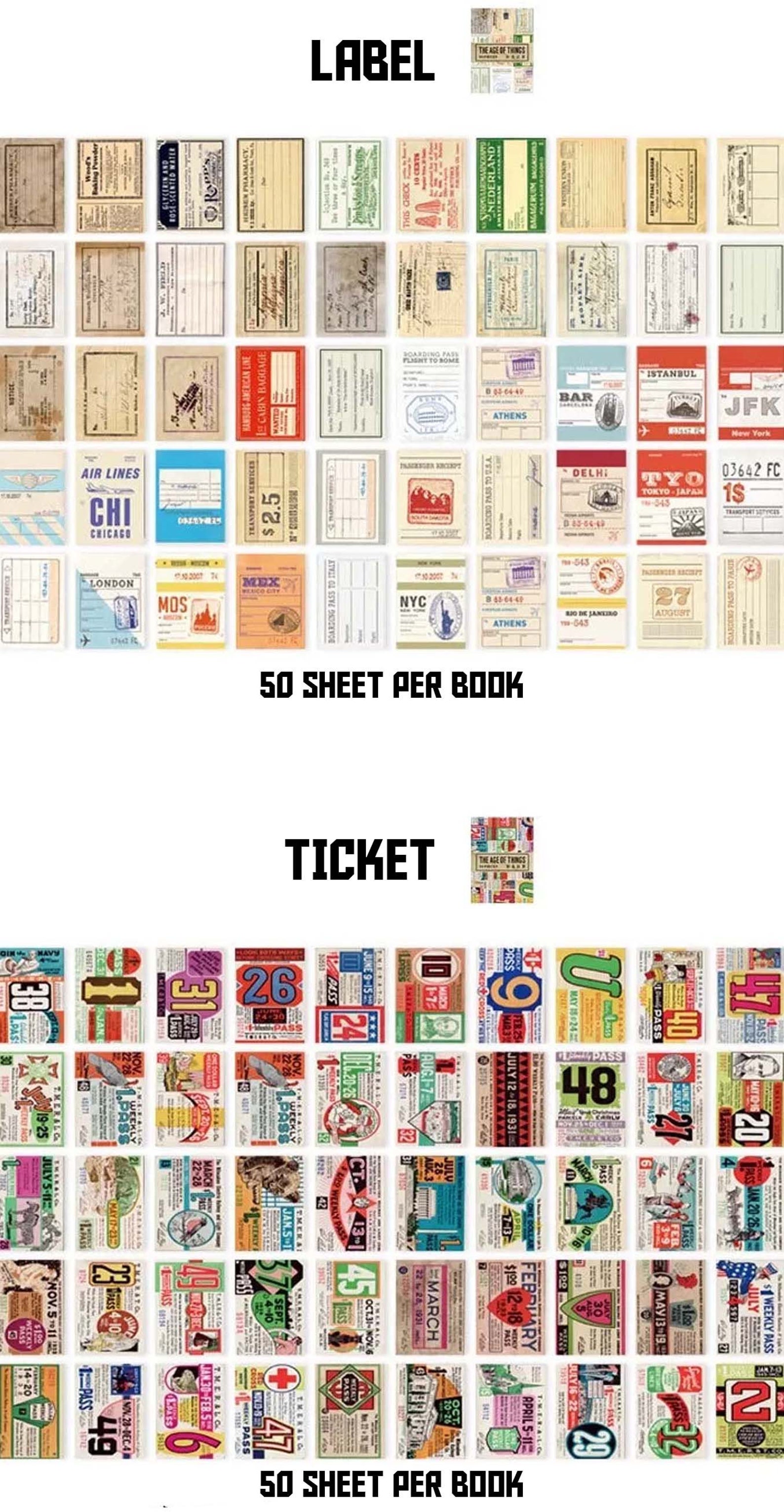 50 Pcs Washi Stickers Small Vintage Style Booklet for Art - Etsy