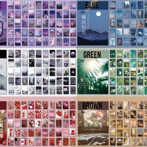 50 Pcs, Landscape Sticker Book, Color Themed Aesthetic Sticker Booklet ...