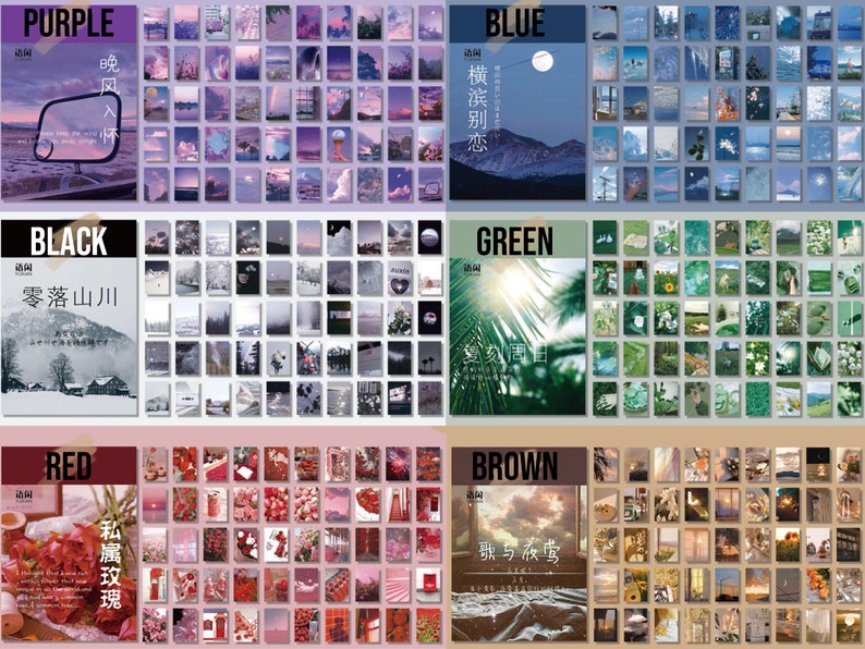 50 Pcs Landscape Sticker Book Color Themed Aesthetic Sticker - Etsy