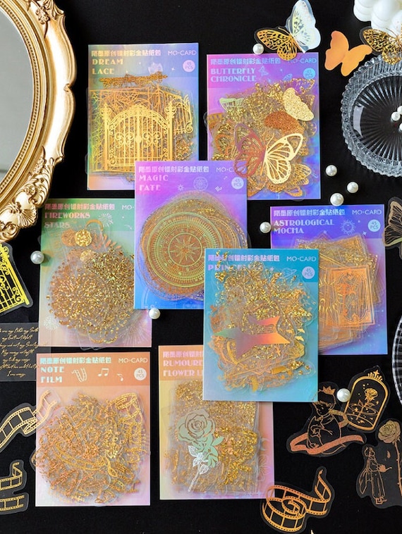 45 Pcs Gold Holographic Sticker Shiny Iridescent Stickers - Etsy