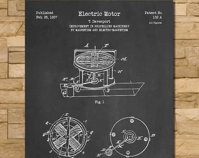 First Electric Motor Patent Print Art 1837 - Etsy