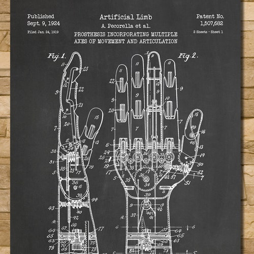 Artificial Hand Patent Print Art 1924 | Etsy
