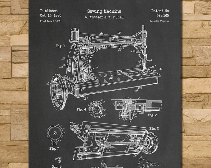 Sewing Machine Patent Print Art 1885 - Etsy