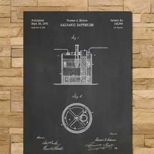 Edison Battery Patent Print Art 1873 - Etsy