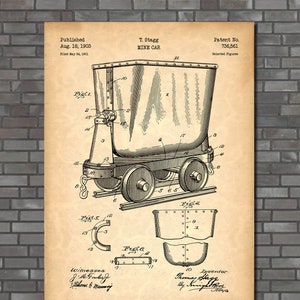Mine Cart Patent Print Art 1903 - Etsy