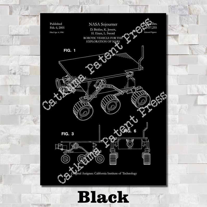 NASA Mars Rover Sojourner Patent Print Art 2001 - Etsy