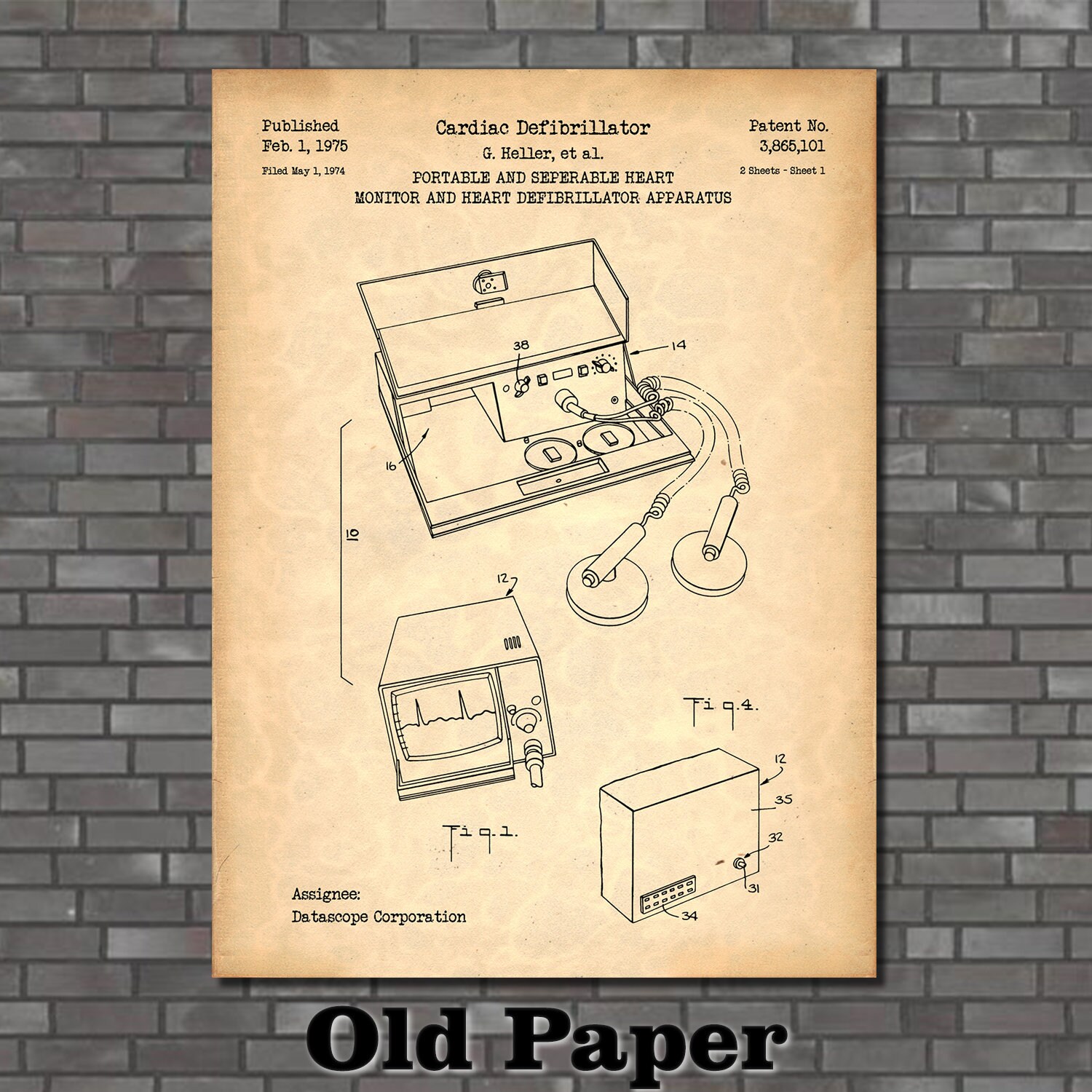 Cardiac Defibrillator Patent Print Art 1975 | Etsy