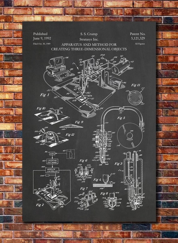 3D Printer Patent Print Art 1992 A | Etsy