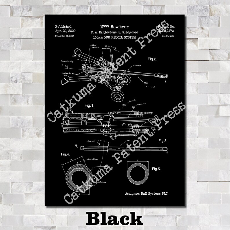 155mm M777 Howitzer Patent Print Art 2009 | Etsy