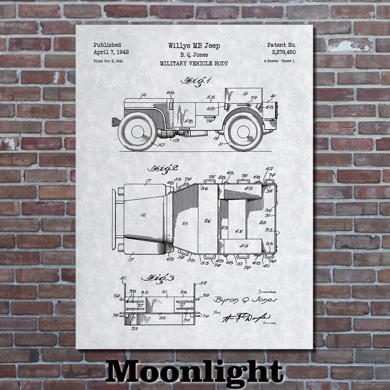 Willys MB Jeep Patent Print Art 1942 - Etsy