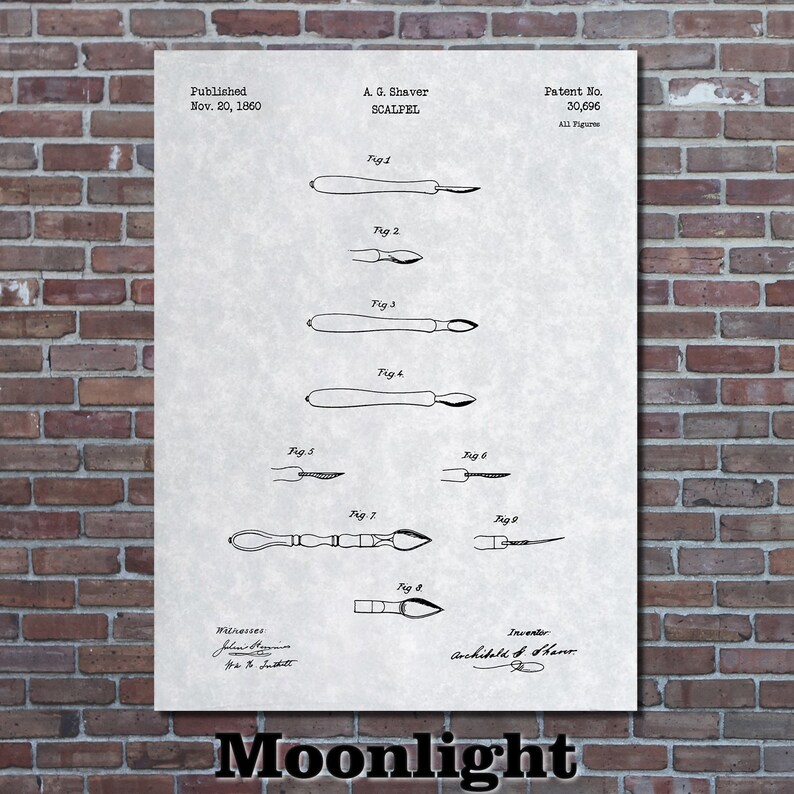 Scalpel Patent Print Art 1860 - Etsy