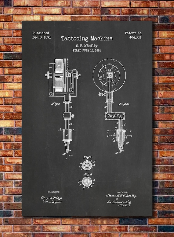 First Tattooing Machine Patent Print Art 1891 | Etsy