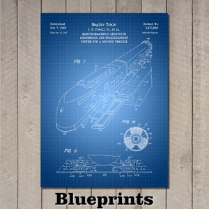 Maglev Train Patent Print Art 1969 - Etsy