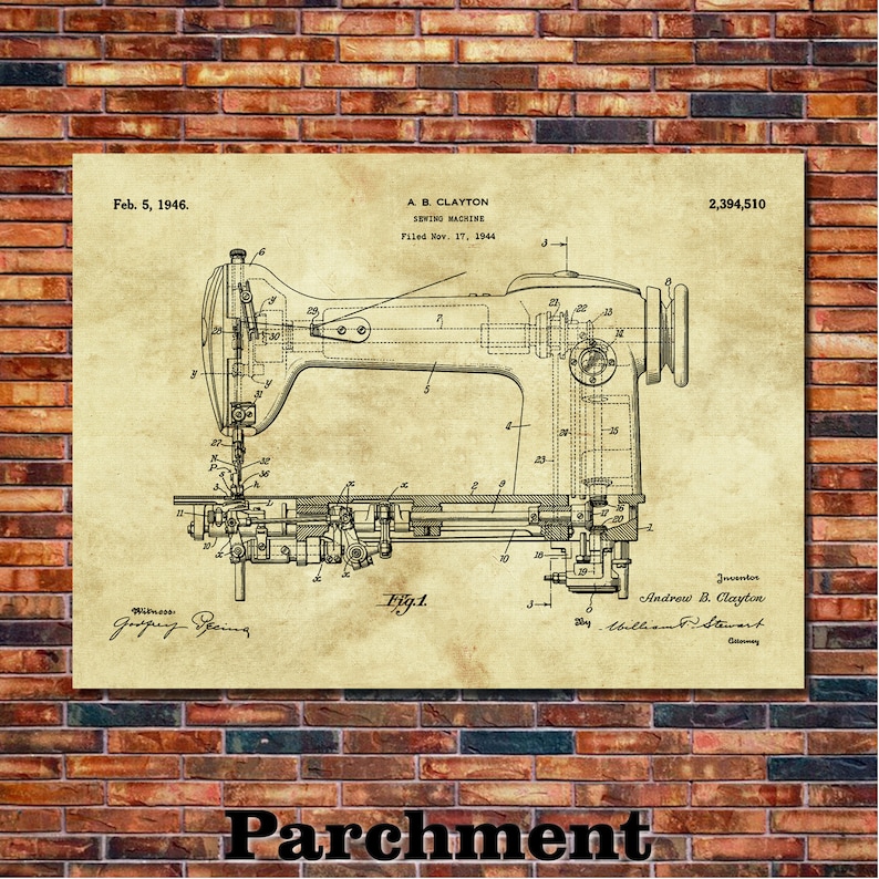 Patent Art Depicting Singer Sewing Machine 1946 - Etsy