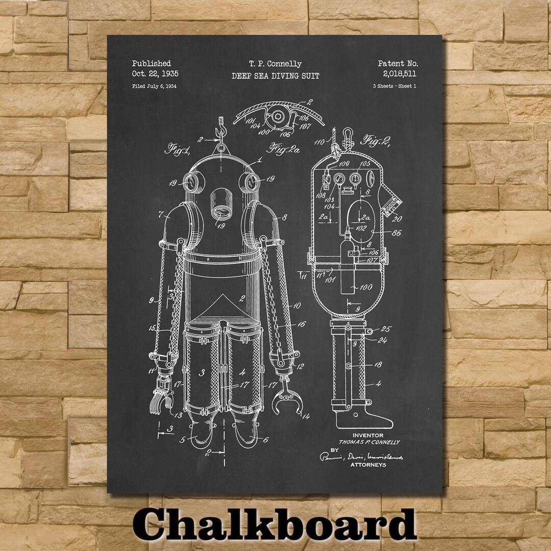 High Pressure Diving Suit Patent Print Art 1935 - Etsy