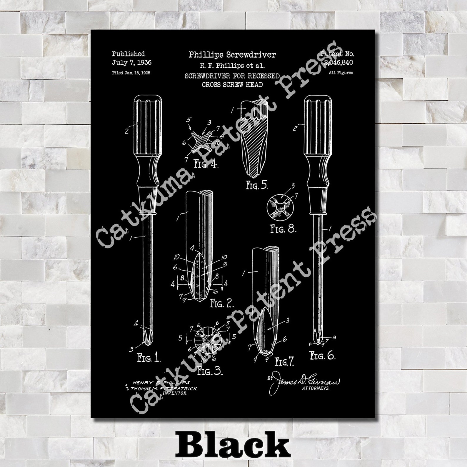Phillips Screwdriver Patent Print Art 1936 - Etsy