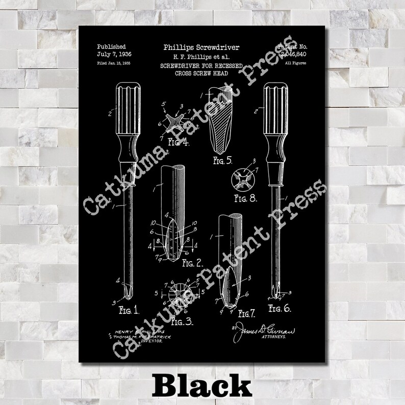 Phillips Screwdriver Patent Print Art 1936 - Etsy