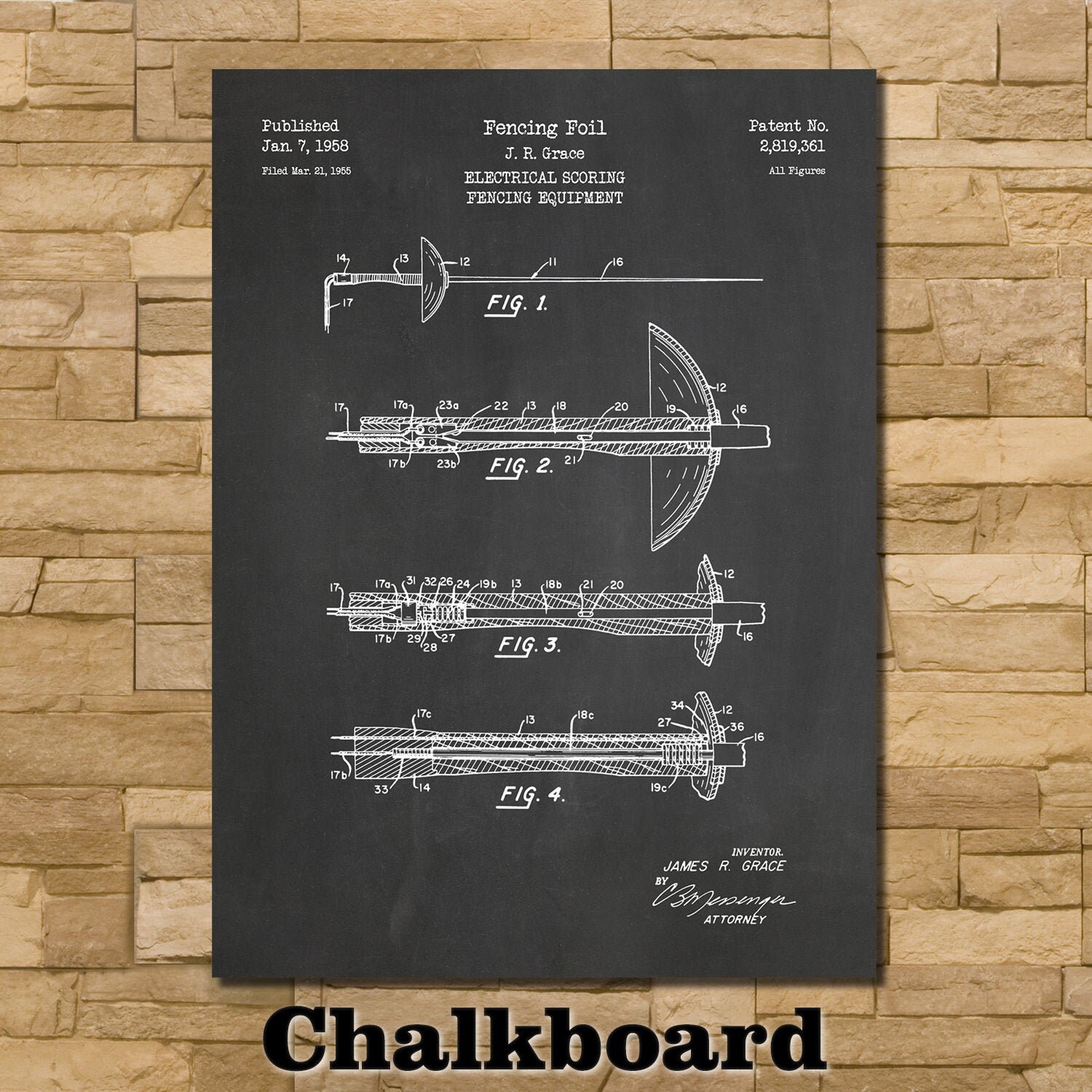 Electric Fencing Foil Patent Print Art 1958 - Etsy