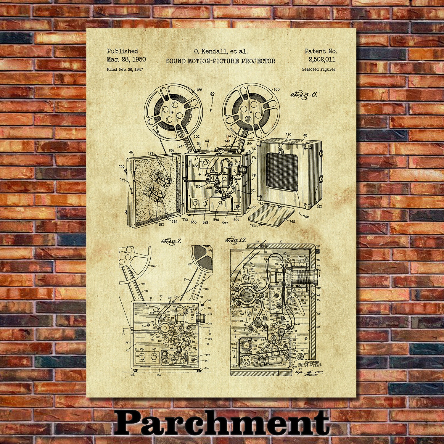 Movie Projector Patent Print Art 1950 - Etsy