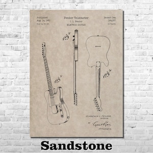 Patent Art Depicting Fender Telecaster Guitar 1951 - Etsy
