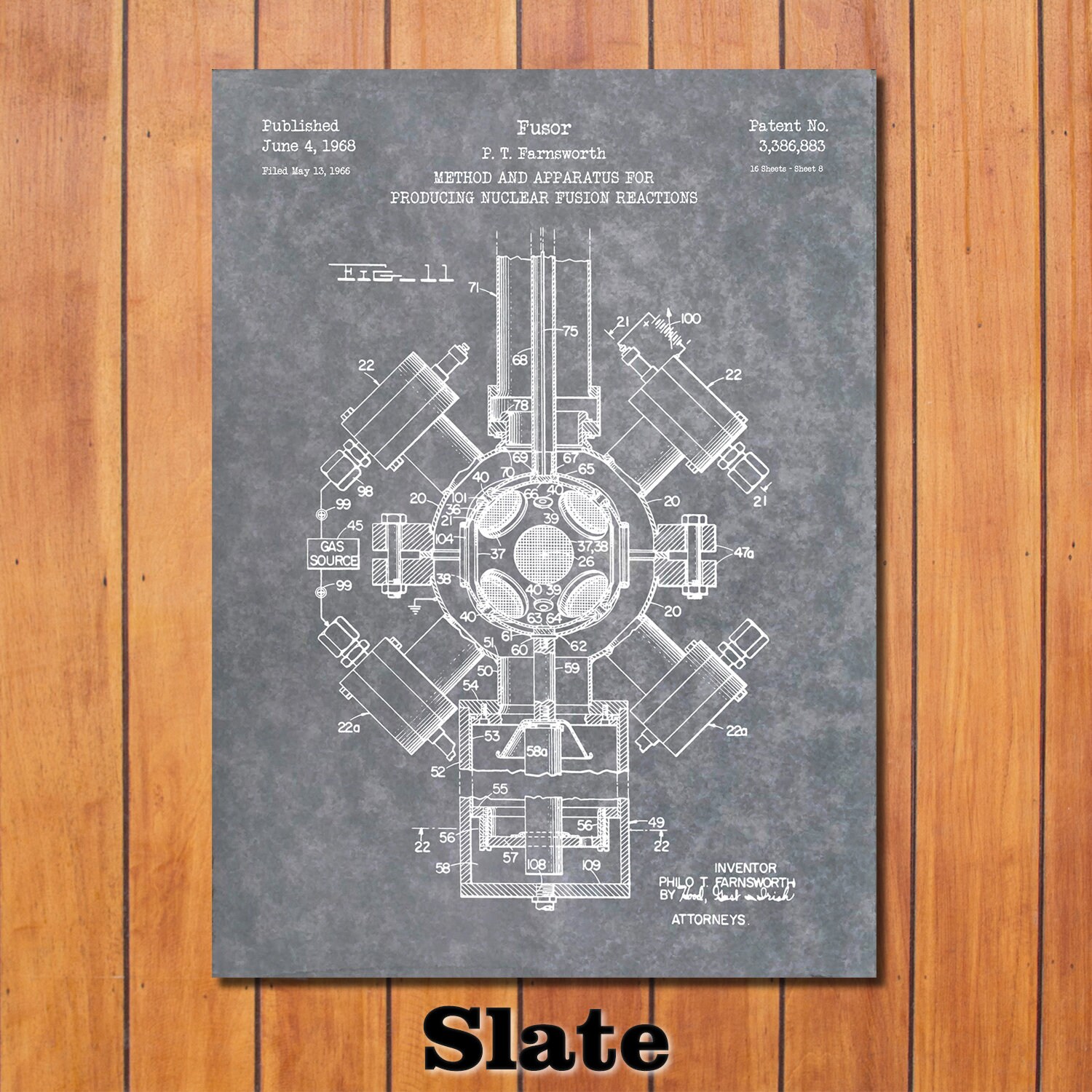 Farnsworth Fusion Reactor Patent Print Art 1968 - Etsy