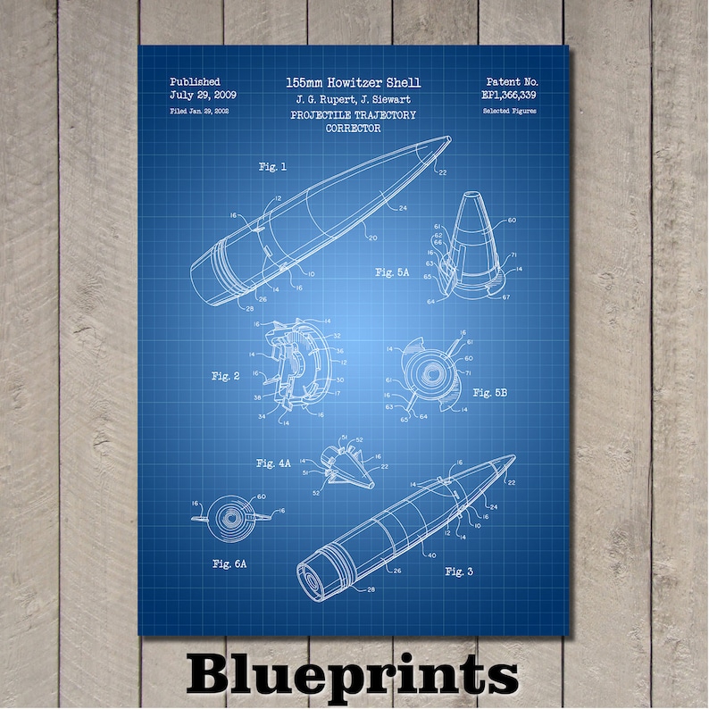 155mm Howitzer Shell Patent Print Art 2009 - Etsy