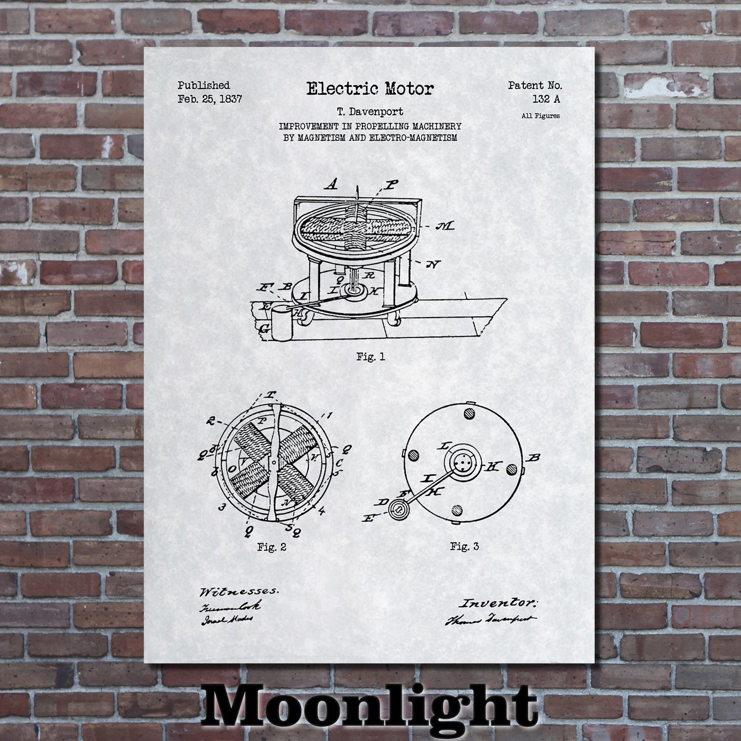 First Electric Motor Patent Print Art 1837 - Etsy