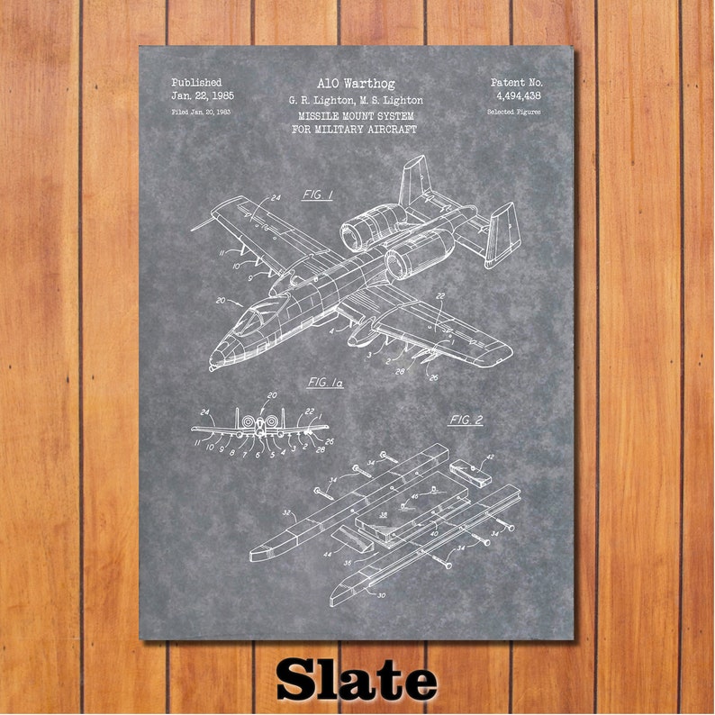 A10 Warthog Attack Aircraft Patent Print Art 1985 - Etsy