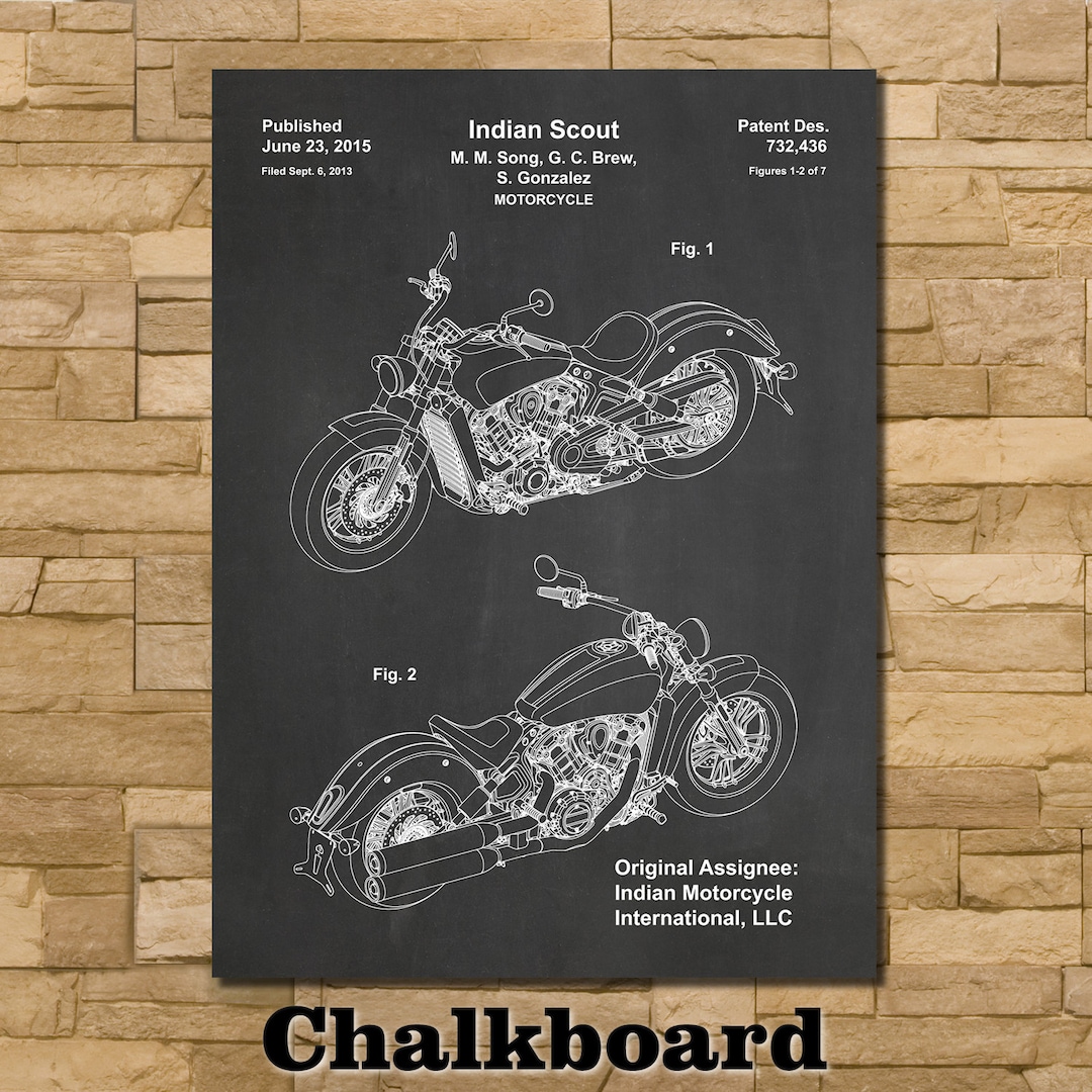 Art Print Depicting Indian Scout Motorcycle Patent 2015 - Etsy