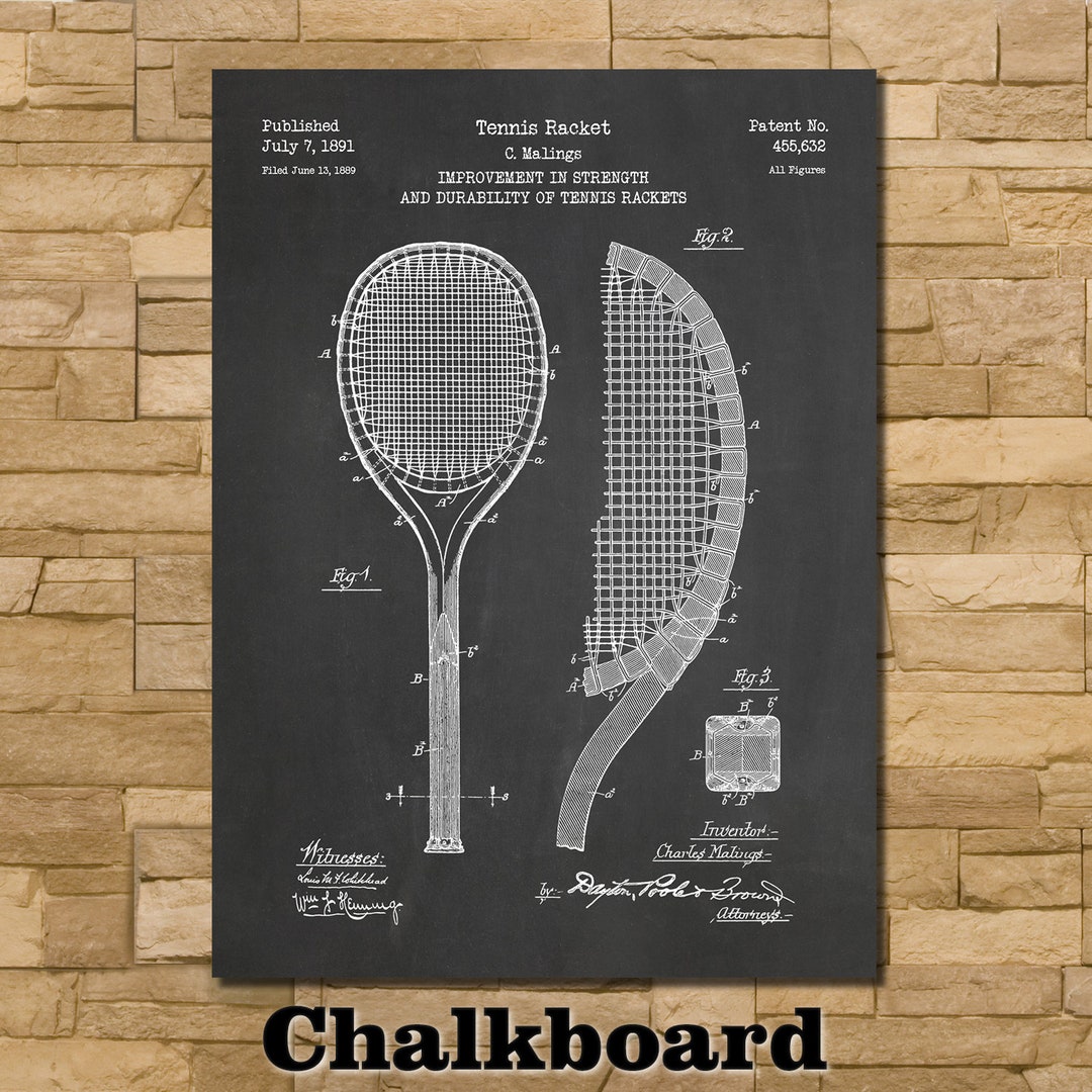 Tennis Racket Patent Print Art 1891 - Etsy