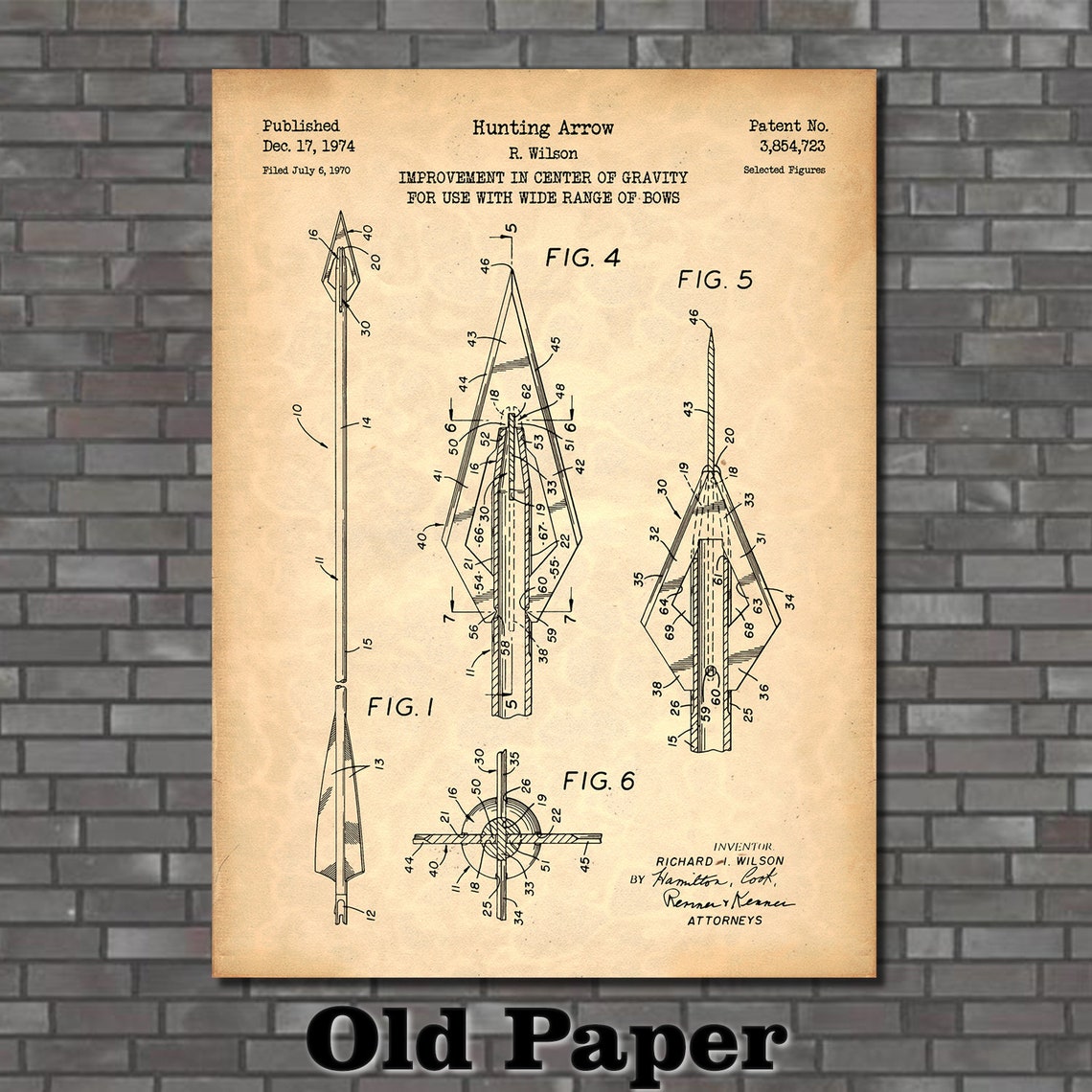 Hunting Arrow Patent Print Art 1974 | Etsy