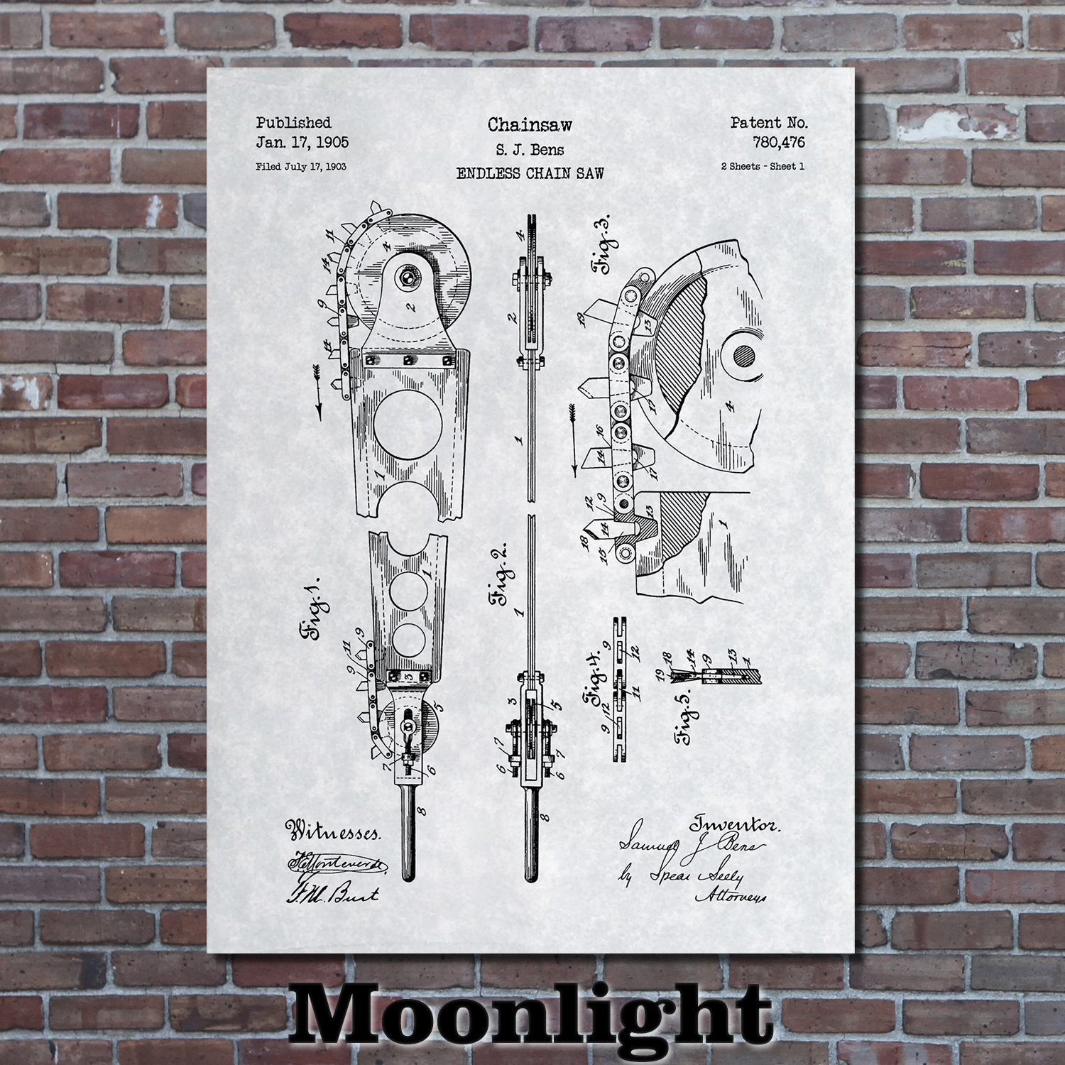Chainsaw Patent Print Art 1905 | Etsy