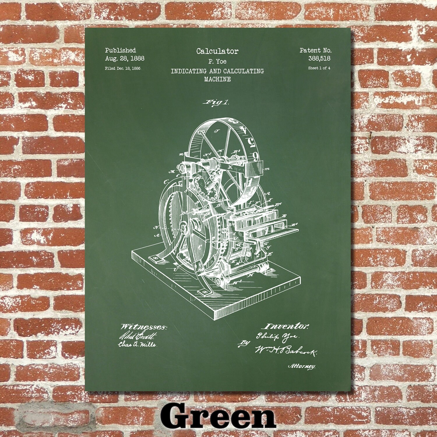 Clockwork Calculator Patent Print Art 1888 - Etsy