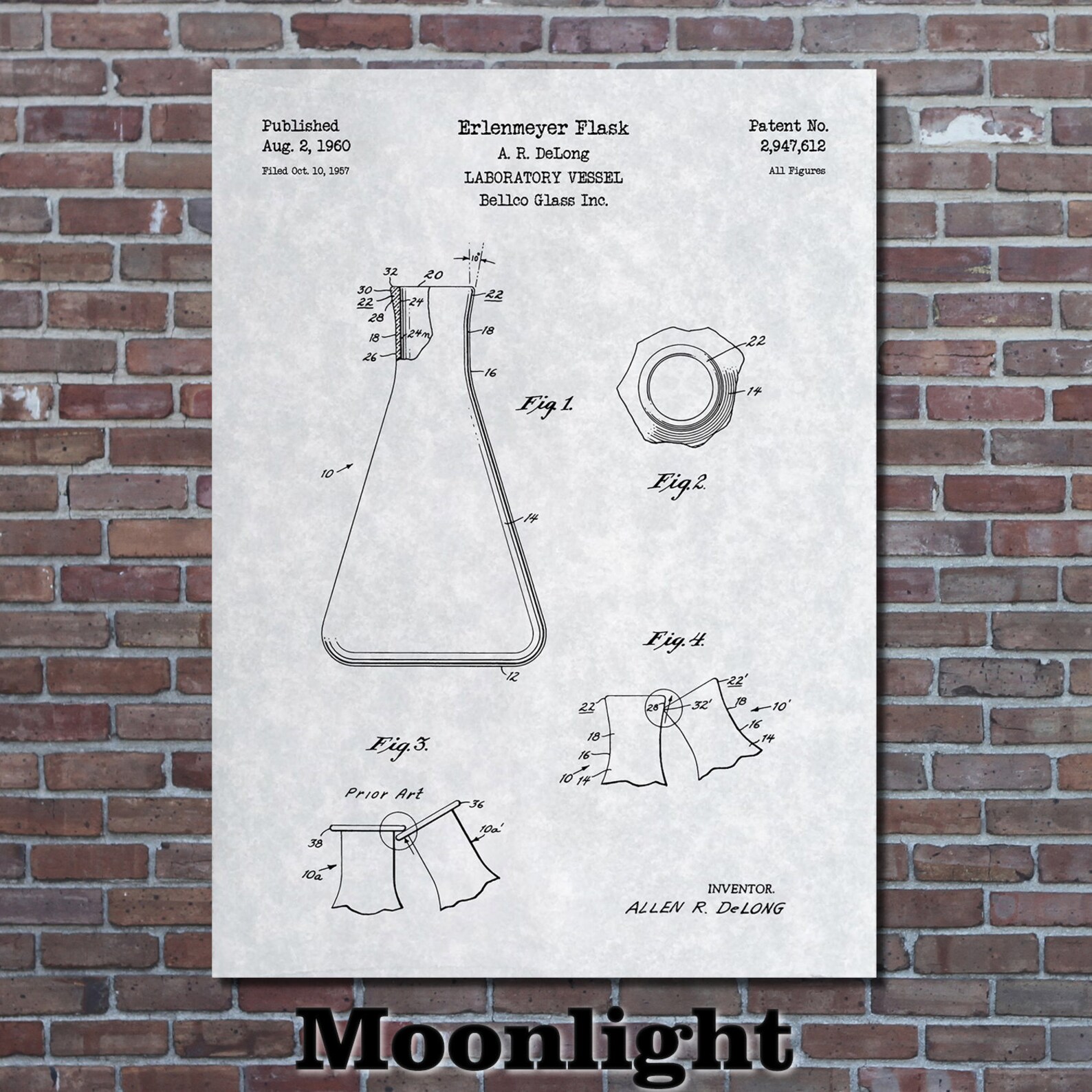 Erlenmeyer Flask Patent Print Art 1960 - Etsy