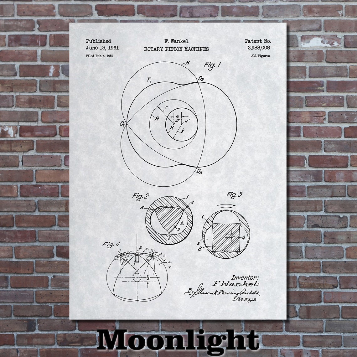 Wankel Rotary Engine Patent Print Art 1961 - Etsy