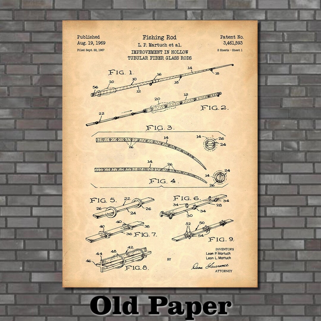 Fishing Rod Patent Print Art 1969 - Etsy