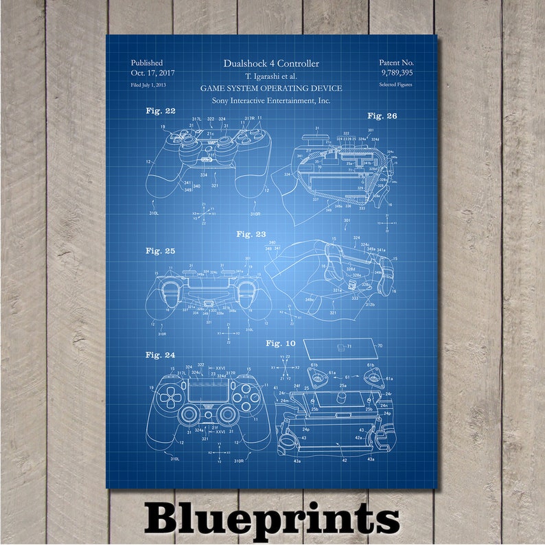 Patent Art for Dualshock 4 Playstation Controller 2013 - Etsy