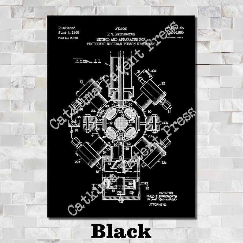 Farnsworth Fusion Reactor Patent Print Art 1968 - Etsy