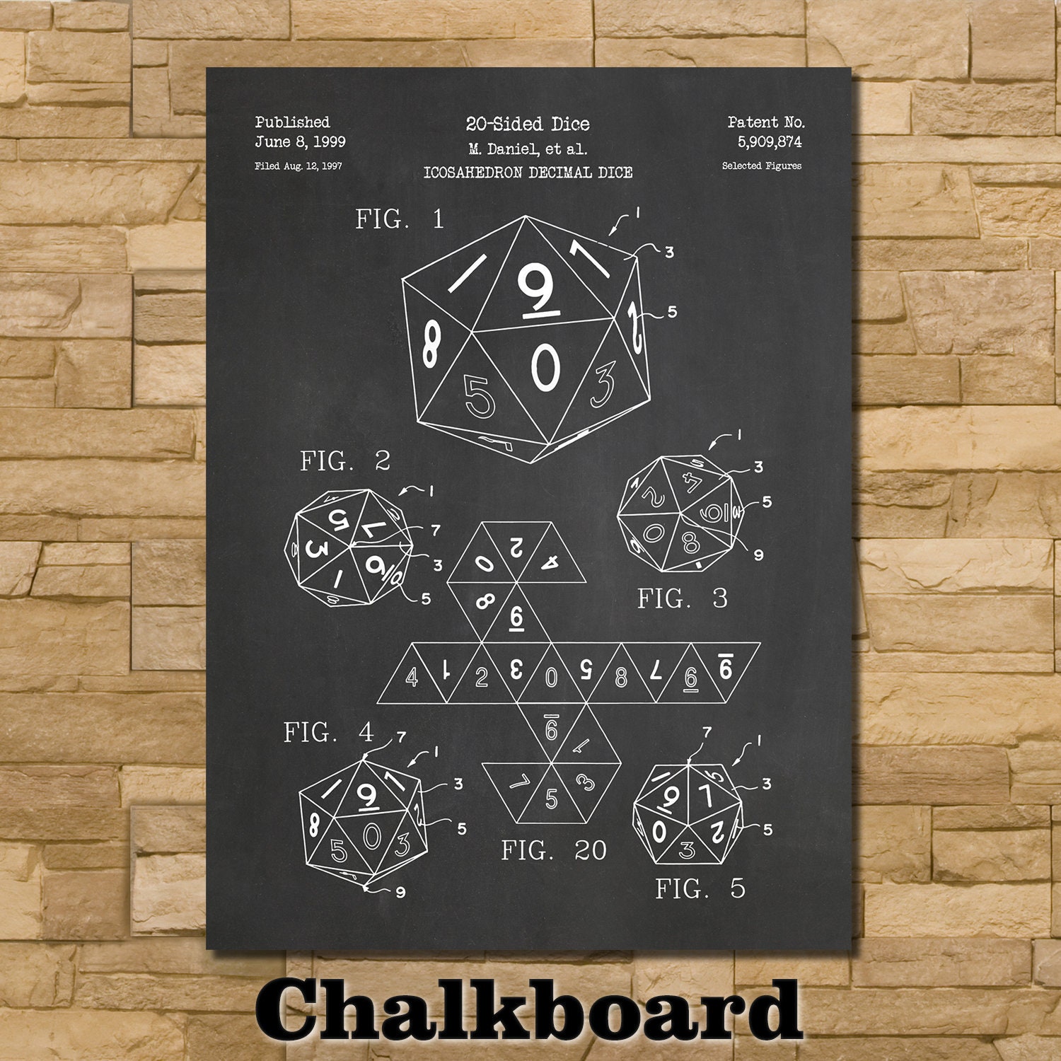 20-Sided Dice Patent Print Art 1999 | Etsy