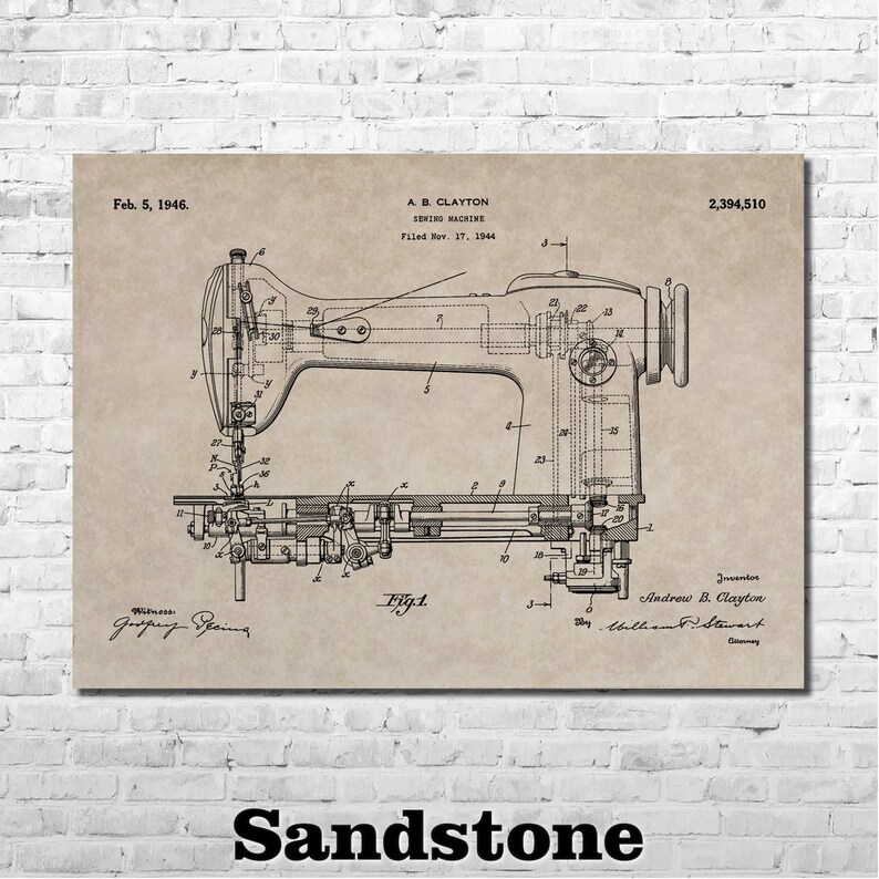 Patent Art Depicting Singer Sewing Machine 1946 - Etsy
