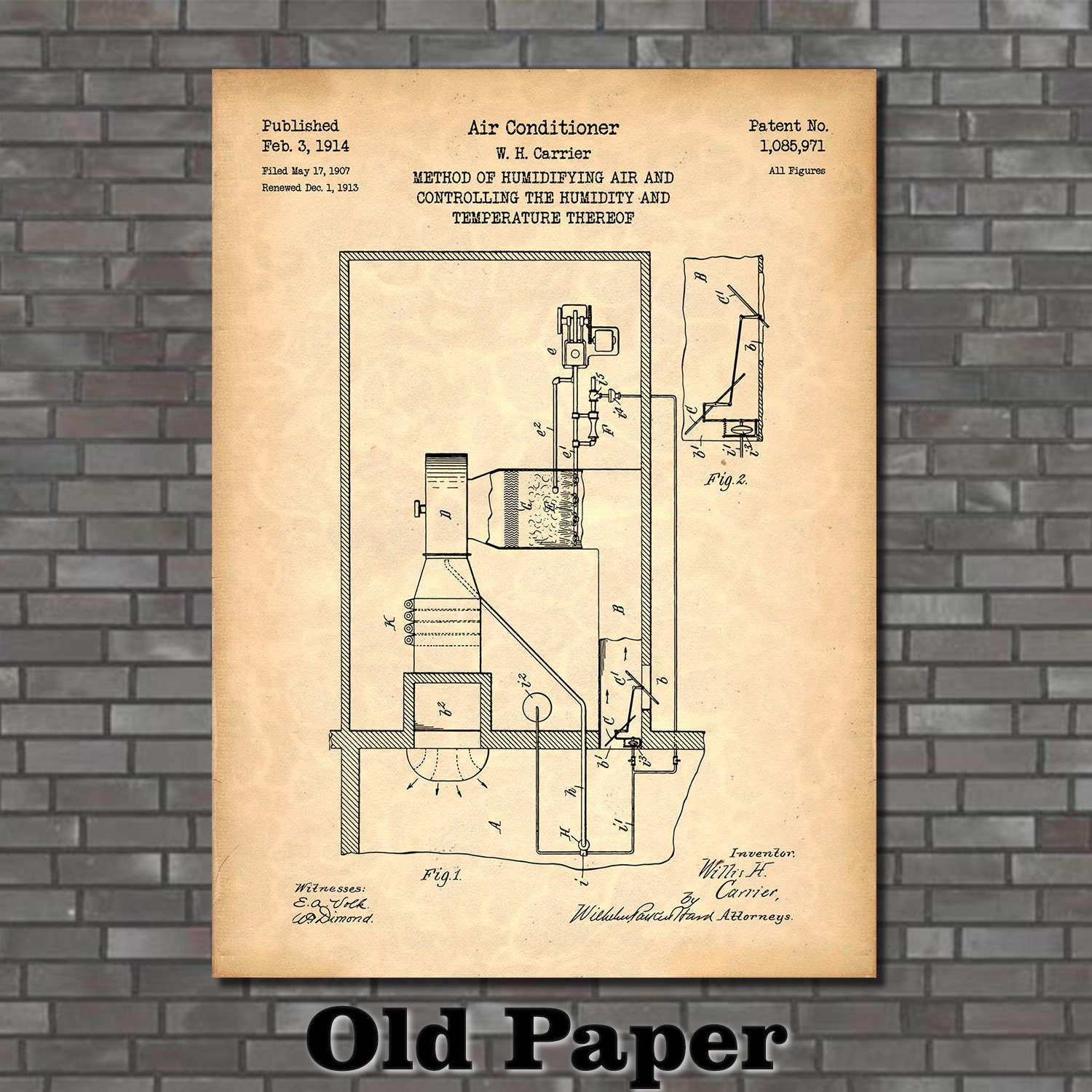 First Air Conditioner Patent Print Art 1914 - Etsy