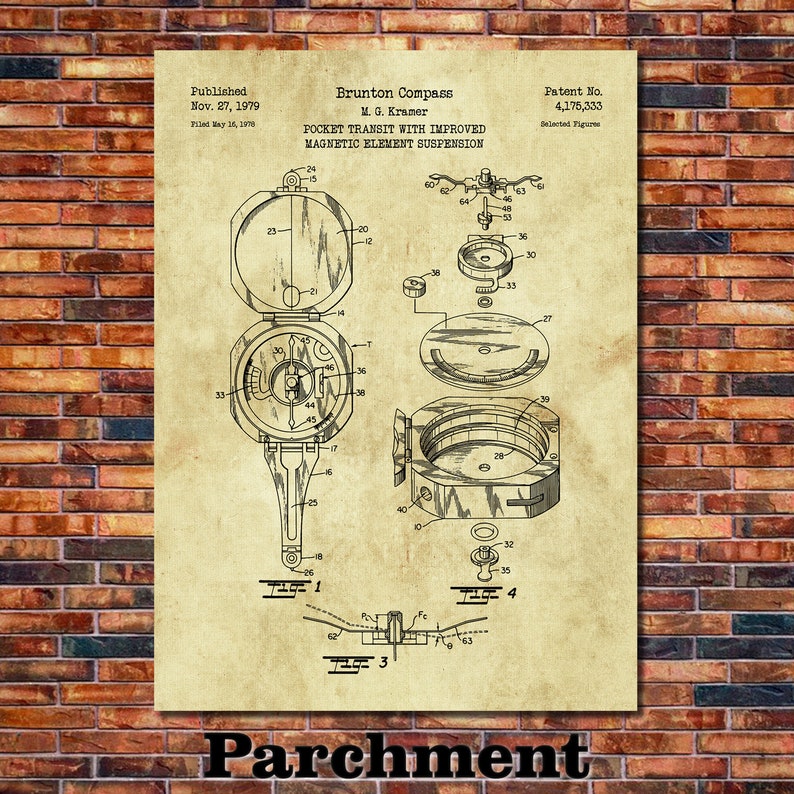 Compass Patent Print Art 1979 - Etsy