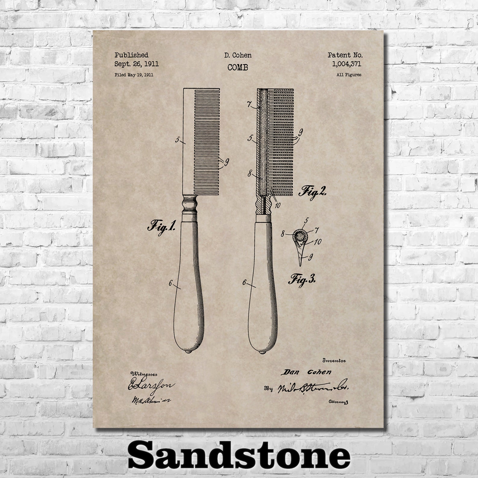 Comb Patent Print Art 1911 | Etsy