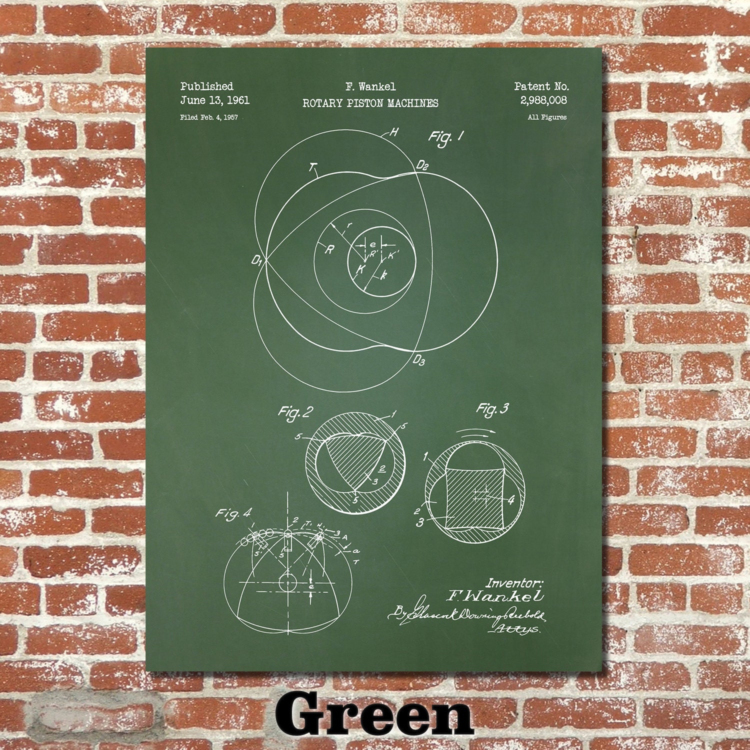 Wankel Rotary Engine Patent Print Art 1961 - Etsy