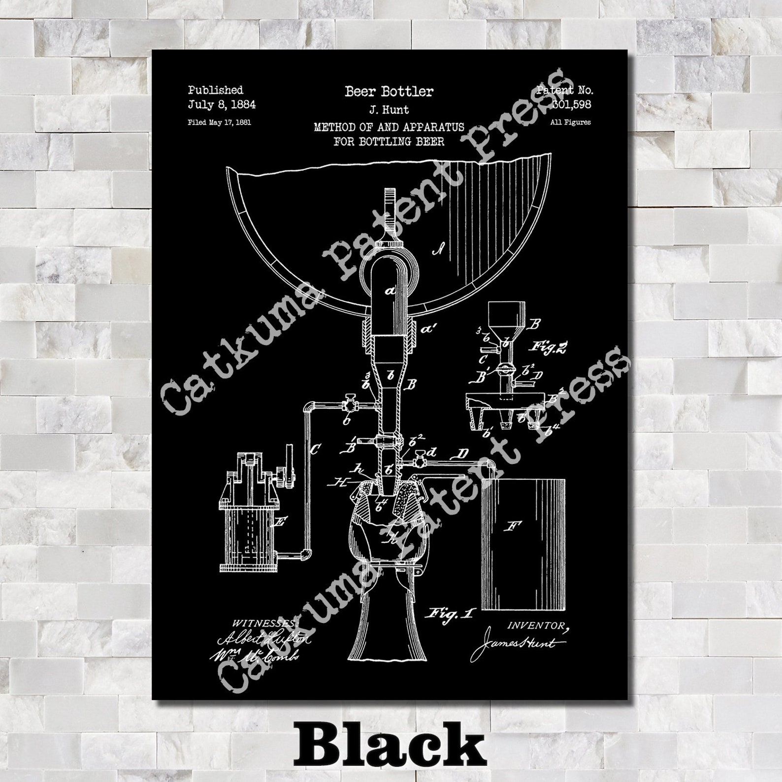 Beer Bottling Patent Print Art 1884 - Etsy